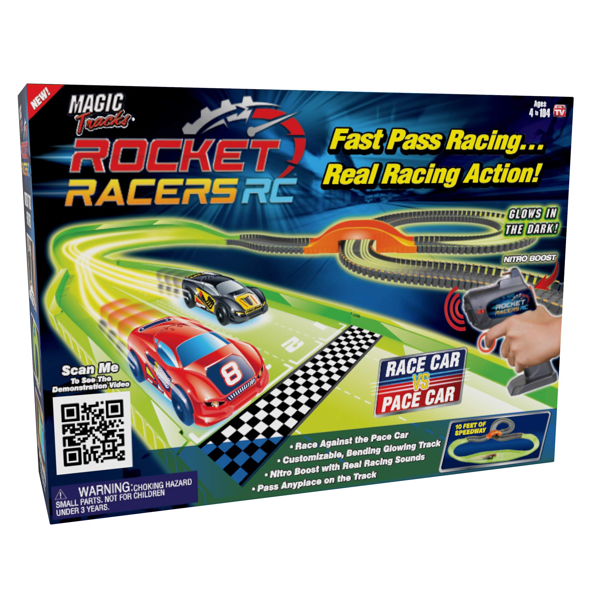 Ontel Magic Tracks Rocket Racers Remote Controlled Race Car vs Pace Car Track Set (MTRR-MC4/2)