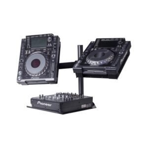 headliner avalon dual cdj stand fits most cdj players; adjustable arms elevates cdjs above other dj equipment, turntables, dj mixers (hl22000)