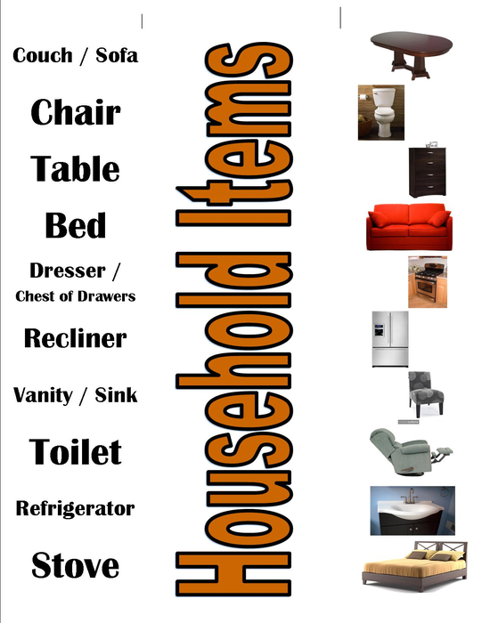 Household Items Vocabulary Activities