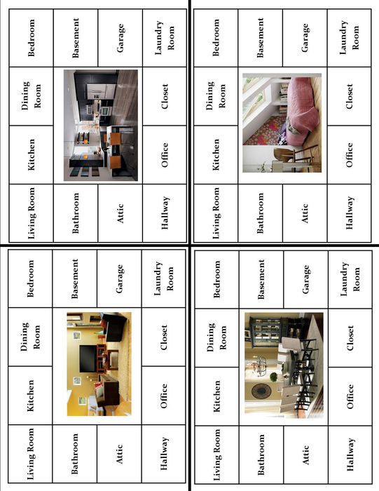 Rooms In A House Vocabulary Clip Cards