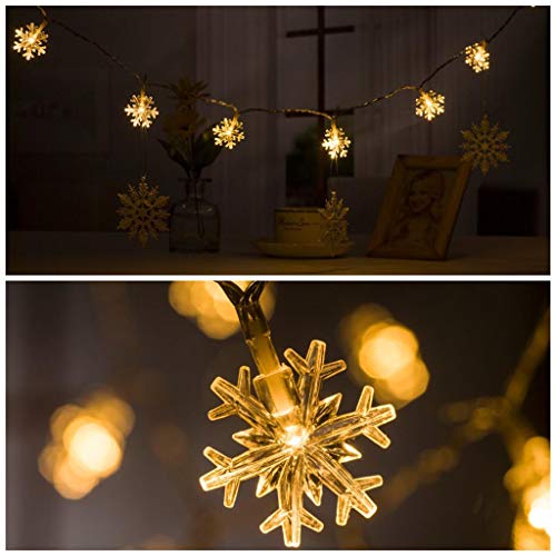 Christmas Snowflake String Lights 20LED-(2M/6.56ft), 2 Lighting Modes for Home Garden Party Centerpiece Decoration