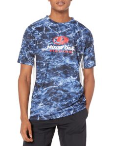 staghorn mens mossy oak fishing short sleeve camo shirt, aqua bluefin, small