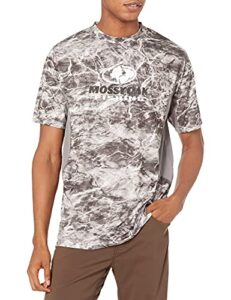 staghorn mens mossy oak fishing short sleeve camo shirt, aqua manta, large