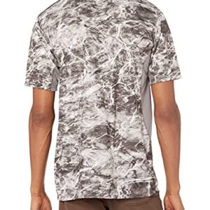 Staghorn Mens Mossy Oak Fishing Short Sleeve Camo Shirt, Aqua Manta, Large