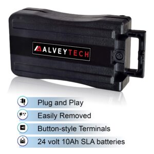 AlveyTech 24 Volt 10 Ah Rack Mount Battery Pack for Currie eZip and IZIP Electric Power Bike - Compatible with Other eBike, Bicycle, Bikes, and Scooter Replacement Parts, x2 AGM SLA 12V 10A Batteries