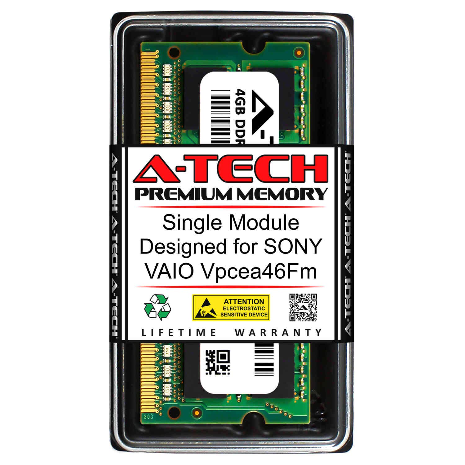 A-Tech 4GB RAM for Sony VAIO VPCEA46FM | DDR3 1600MHz SODIMM PC3-12800 204-Pin Non-ECC Memory Upgrade Module