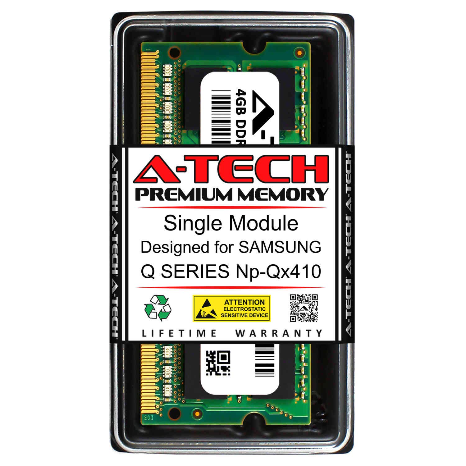 A-Tech 4GB RAM for Samsung Q Series NP-QX410 | DDR3 1333MHz SODIMM PC3-10600 204-Pin Non-ECC Memory Upgrade Module