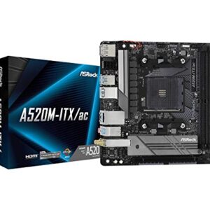 ASRock A520M-ITX/AC Supports 3rd Gen AMD AM4 Ryzen™ / Future AMD Ryzen™ Processors (3000 and 4000 Series Processors) Mini ITX Motherboard