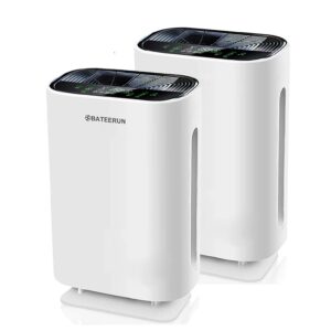 bateerun true hepa filter air purifiers, quiet air cleaner. true hepa air purifiers filter for bedroom, large room 2 pack