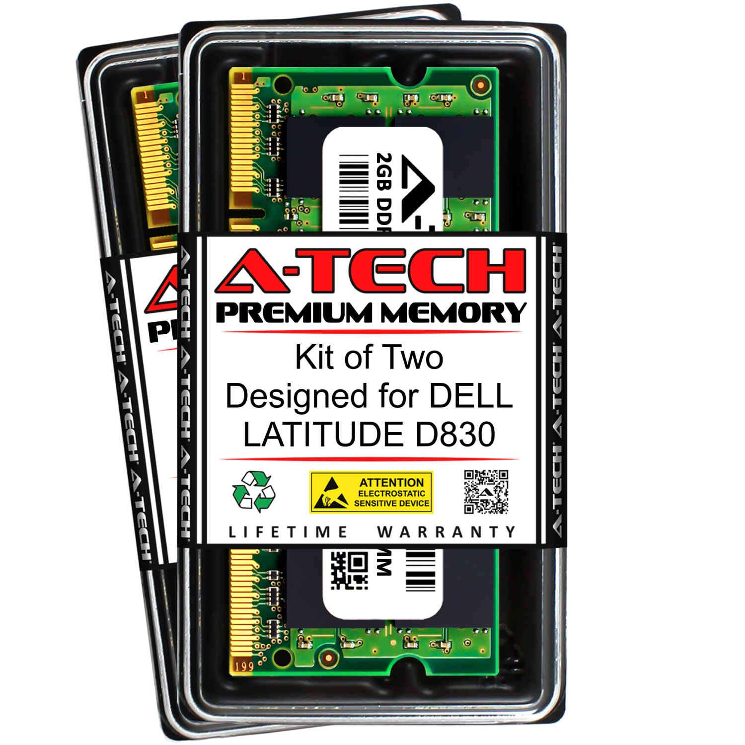 A-Tech 4GB (2 x 2GB) RAM for DELL Latitude D830 | DDR2 800MHz SODIMM PC2-6400 200-Pin Non-ECC Memory Upgrade Kit