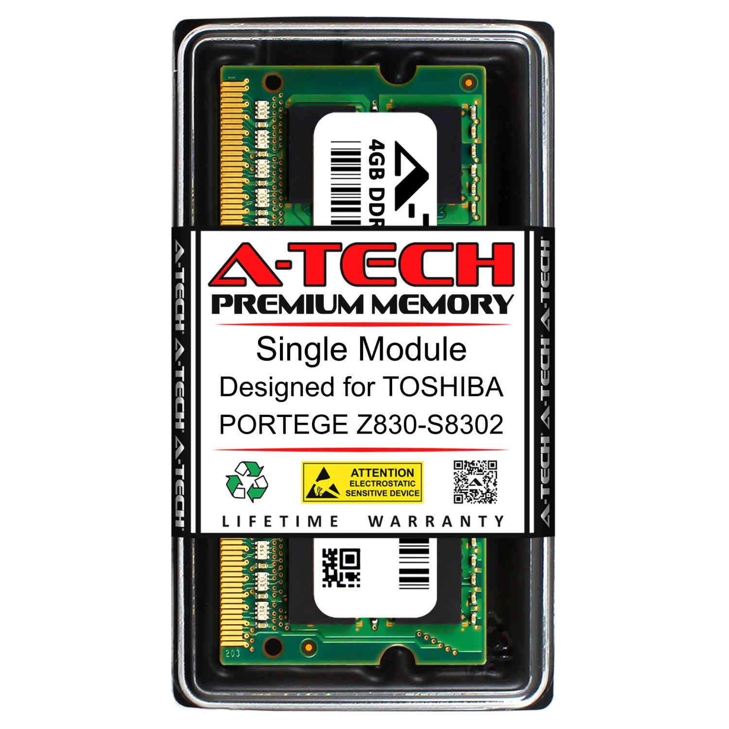 A-Tech 4GB RAM for Toshiba PORTEGE Z830-S8302 | DDR3 1333MHz SODIMM PC3-10600 204-Pin Non-ECC Memory Upgrade Module