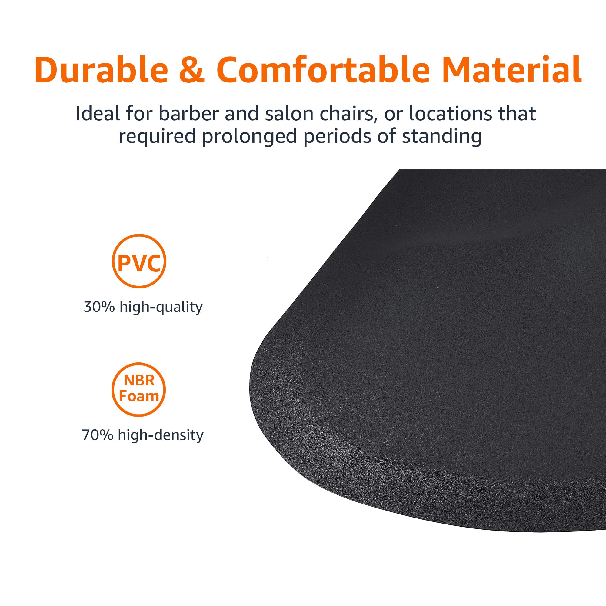 Amazon Basics 4 ft. x 4.5 ft. Salon & Barber Shop Chair Anti-Fatigue Mat - Black Hexagon - 7/8 in. Thick