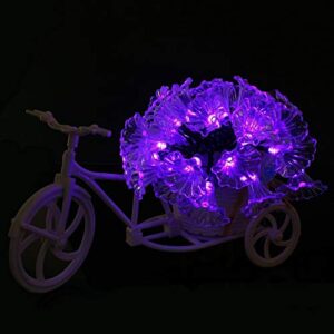 UWY Solar Glory Flower, Solar Flower String 15.7ft/4.8m 20 LED Solar Morning Glory Flower String Lights Waterproof for Home Indoor Garden Lawn Patio Trees Weddings (Purple)