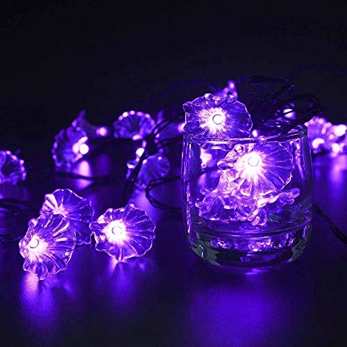 UWY Solar Glory Flower, Solar Flower String 15.7ft/4.8m 20 LED Solar Morning Glory Flower String Lights Waterproof for Home Indoor Garden Lawn Patio Trees Weddings (Purple)