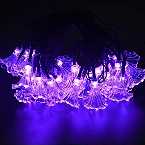 UWY Solar Glory Flower, Solar Flower String 15.7ft/4.8m 20 LED Solar Morning Glory Flower String Lights Waterproof for Home Indoor Garden Lawn Patio Trees Weddings (Purple)