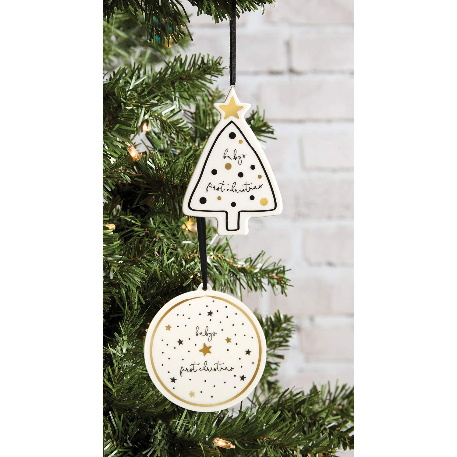 Stephan Baby That's All Collection Baby's 1st Christmas Ceramic Ornament, Tree with Gold Star