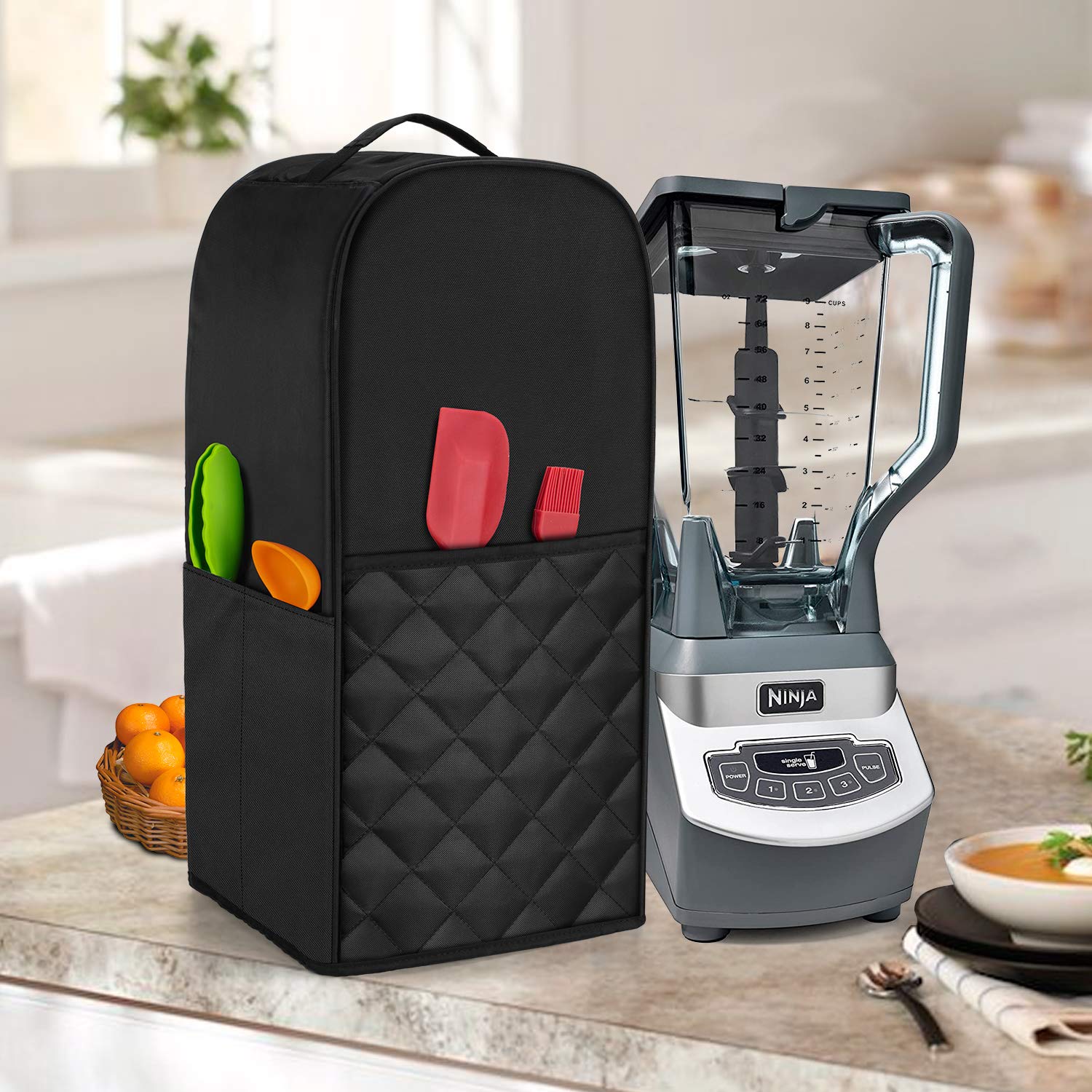 Luxja Blender Cover Compatible with Ninja Foodi, Cover for Ninja Foodi Blender, Black(quilted)