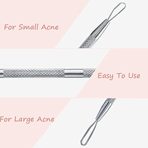 Professional Blackhead Remover Blemish Extractor Tool - Pimple Comedone Removal 2-in-1 Stainless Steel Pimple Popper(2pcs)