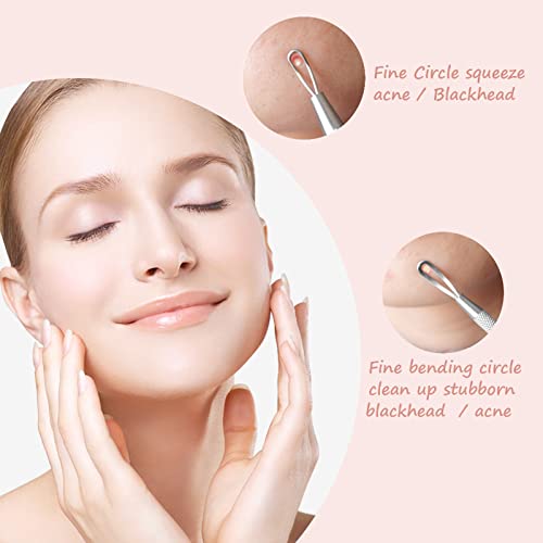 Professional Blackhead Remover Blemish Extractor Tool - Pimple Comedone Removal 2-in-1 Stainless Steel Pimple Popper(2pcs)