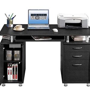 Computer Desk 45" for Home Office Study Writing Table, 15mm MDF Gaming Desk with 1 Cabinet and 3 Drawers (Black)