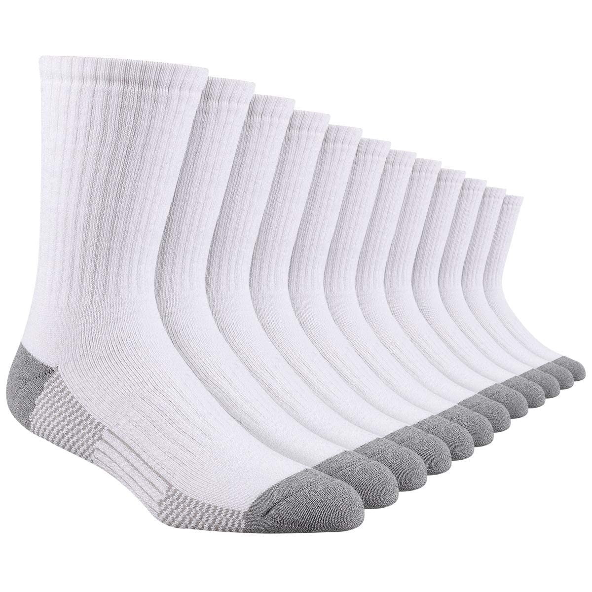 Heatuff 12 Pairs Men's Cotton Performance Athletic Crew Extra Heavy Cushion Socks