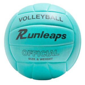 runleaps volleyball, waterproof indoor outdoor volleyball for beach game gym training (official size 5, blue)