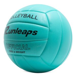 Runleaps Volleyball, Waterproof Indoor Outdoor Volleyball for Beach Game Gym Training (Official Size 5, Blue)