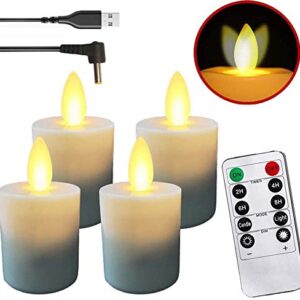 LED Moving Wick Candles with Timer, Battery Operated Flameless Electric Romantic Candles with Flickering Warm White Light, Flameless Fake Candles with Holders for Home Fireplace Christmas or Halloween