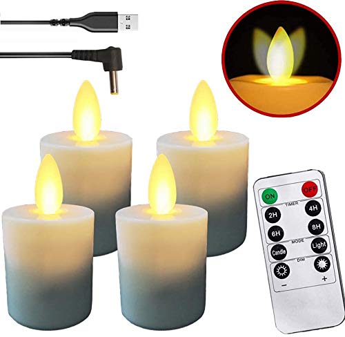 LED Moving Wick Candles with Timer, Battery Operated Flameless Electric Romantic Candles with Flickering Warm White Light, Flameless Fake Candles with Holders for Home Fireplace Christmas or Halloween