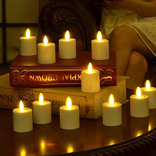 LED Moving Wick Candles with Timer, Battery Operated Flameless Electric Romantic Candles with Flickering Warm White Light, Flameless Fake Candles with Holders for Home Fireplace Christmas or Halloween