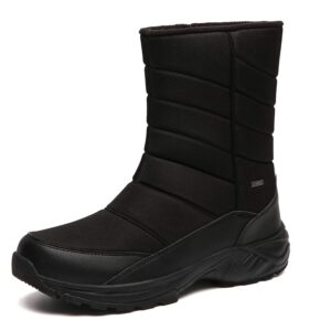 silentcare mens winter mid-calf snow boot fur warm waterproof slip on outdoor athletic