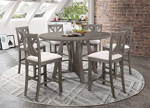 Coaster Home Furnishings Athens Upholstered Seat (Set of 2) Counter Height Stool, Light tan and barn Grey (109859)