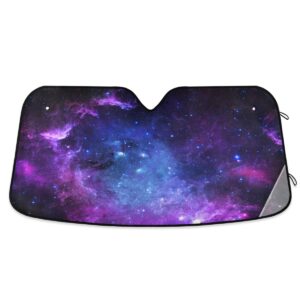 senya car windshield sun shade universe galaxy nebula space blocks uv rays sun visor protector accordion folding auto sunshade for car truck suv 55x28inch