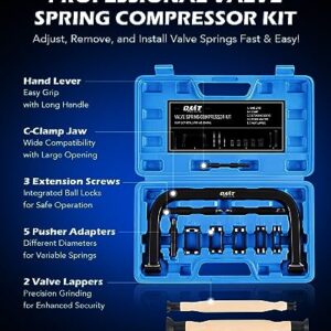 Orion Motor Tech Valve Spring Compressor | 10 Piece Spring Clamp Tool Kit with C Clamp, Collet Pusher Adapters, Extension Rods, and Lever for Car, Motorcycle, ATV, and Small Engine Repairs