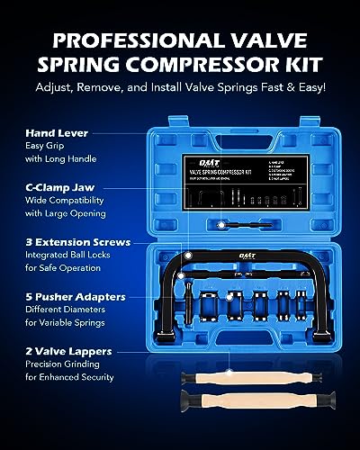 Orion Motor Tech Valve Spring Compressor | 10 Piece Spring Clamp Tool Kit with C Clamp, Collet Pusher Adapters, Extension Rods, and Lever for Car, Motorcycle, ATV, and Small Engine Repairs