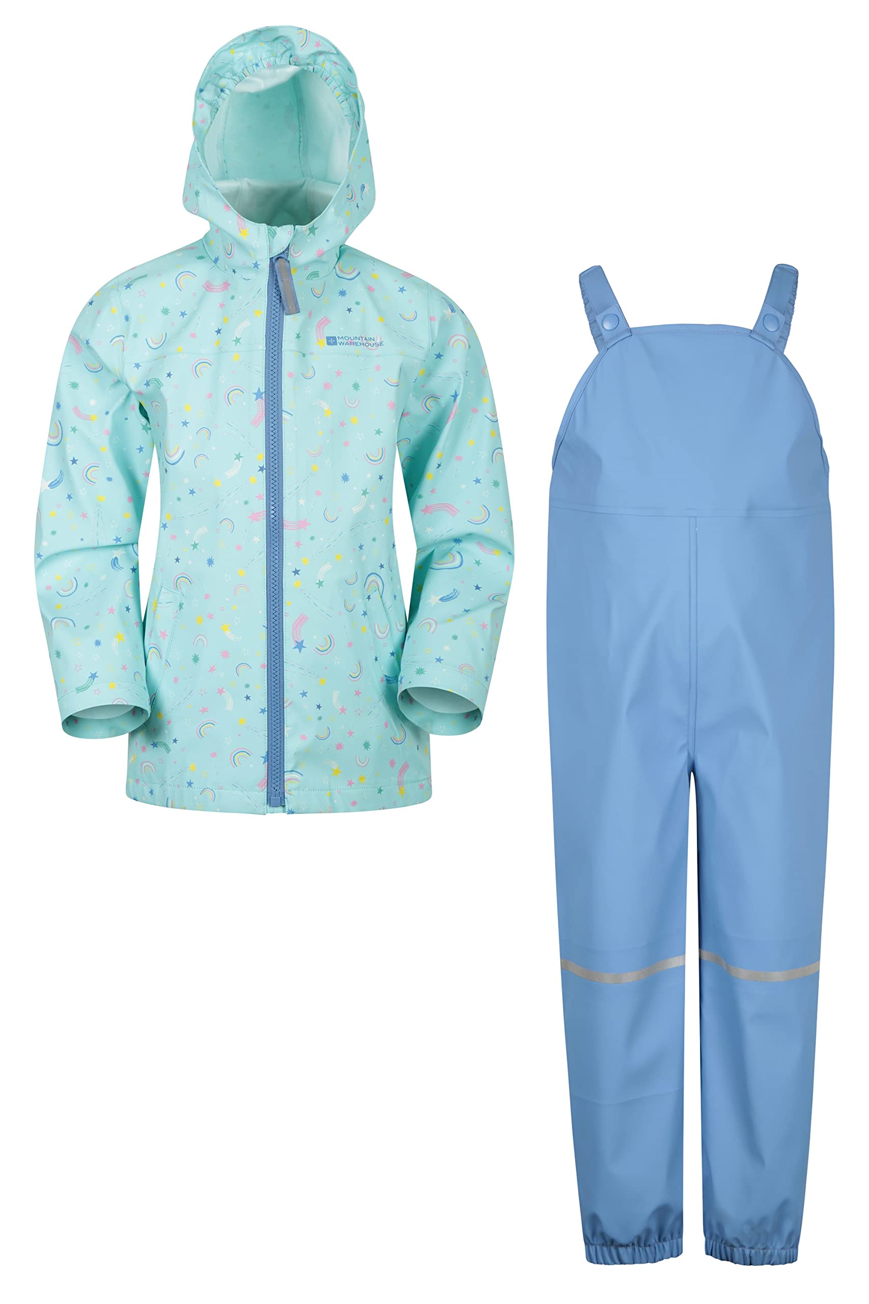 Mountain Warehouse Kids Raindrop Waterproof Rain Jacket & Pants Set Teal 3T-4T