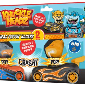 Knuckle Headz Duo Head Poppin' Quick Shot Pull Back Crash Derby Race Cars - Fang The Tiger and Snarl The Wolf