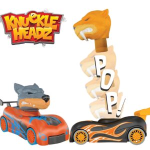 Knuckle Headz Duo Head Poppin' Quick Shot Pull Back Crash Derby Race Cars - Fang The Tiger and Snarl The Wolf