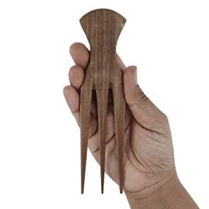 Plai Na Comb for African Hair |Parting Comb for Braiding Wooden Afro Pick Comb Three Tooth Cornrows Stylist