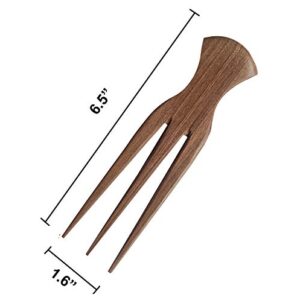 Plai Na Comb for African Hair |Parting Comb for Braiding Wooden Afro Pick Comb Three Tooth Cornrows Stylist