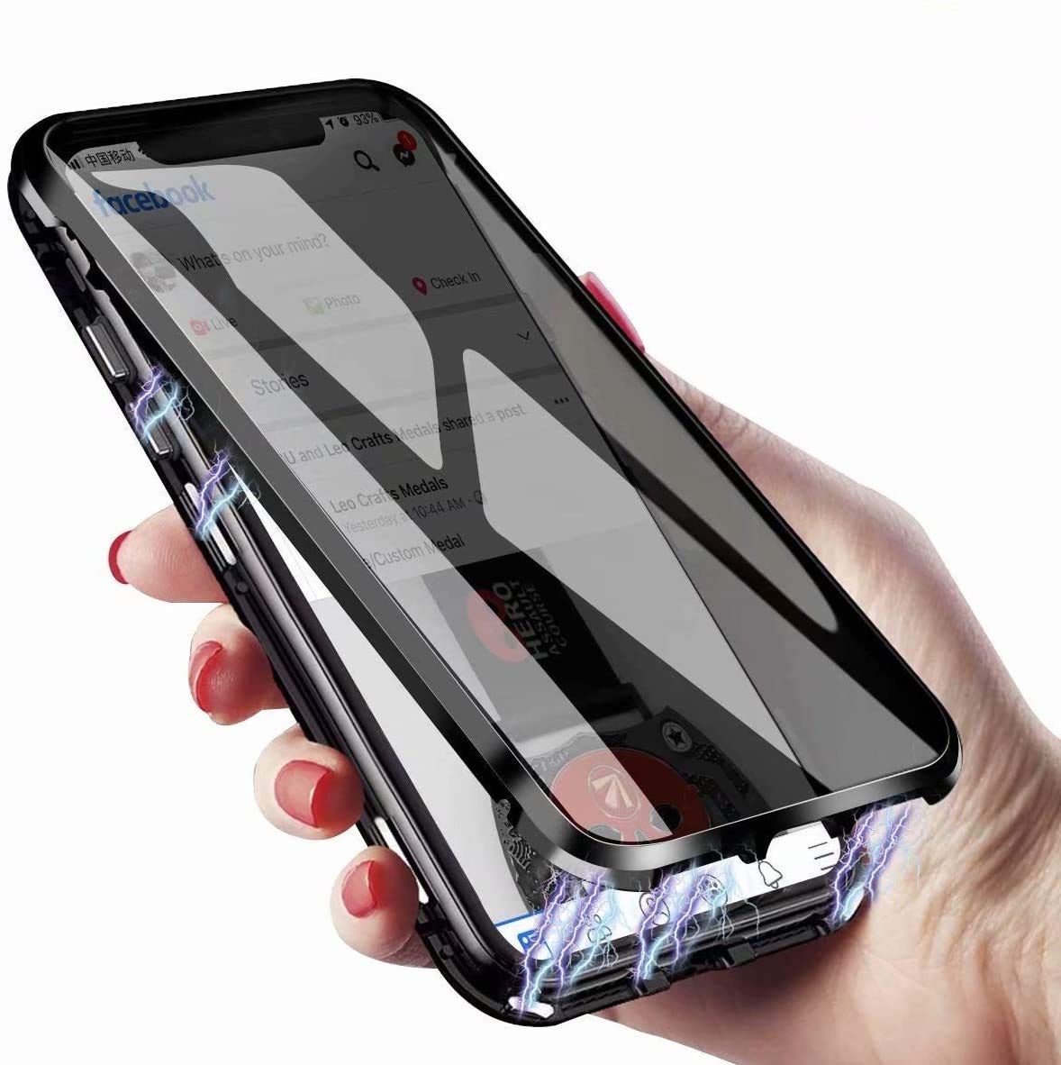 KMXDD Anti-Peeping Galaxy Note 20 Ultra 360° Full Body Case,Clear Double Sided Tempered Glass [Magnetic Adsorption] Metal Bumper Protection Privacy Cover for Note 20 Ultra (Black, Note 20 Ultra)