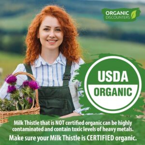 Organic Discounters Milk Thistle Capsules, 280 Count, 7500 mg Strength, Potent 30:1 Extract, USDA Certified Organic, Rich in Silymarin Flavonoids, Vegan, Non-GMO and All-Natural