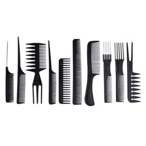 10pcs black hair comb set hair styling comb for women men kids hairdressing hair cutting combs for hair styling tool