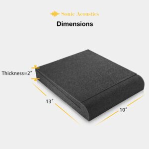 2 Pack Acoustic Isolation Pads, 13"x10"x2" Studio Monitor Speaker Isolation Foam Pads, Pair of Two High Density Studio Monitor Isolation Pads, Suitable for 6.5" - 8" inch Speakers