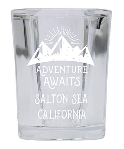 Salton Sea California Souvenir Laser Engraved 2 Ounce Square Base Liquor Shot Glass Adventure Awaits Design