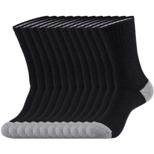 heatuff 12 pairs men's cotton performance athletic crew extra heavy cushion socks