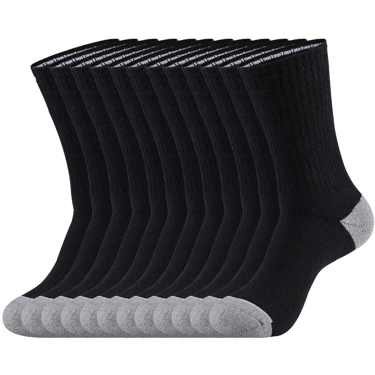 Heatuff 12 Pairs Men's Cotton Performance Athletic Crew Extra Heavy Cushion Socks