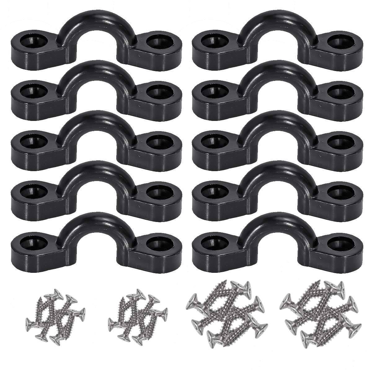 Kayak Pad Eye Deck Loops Tie Down with Screws for Kayak Rigging Boat(10Pcs,Black)