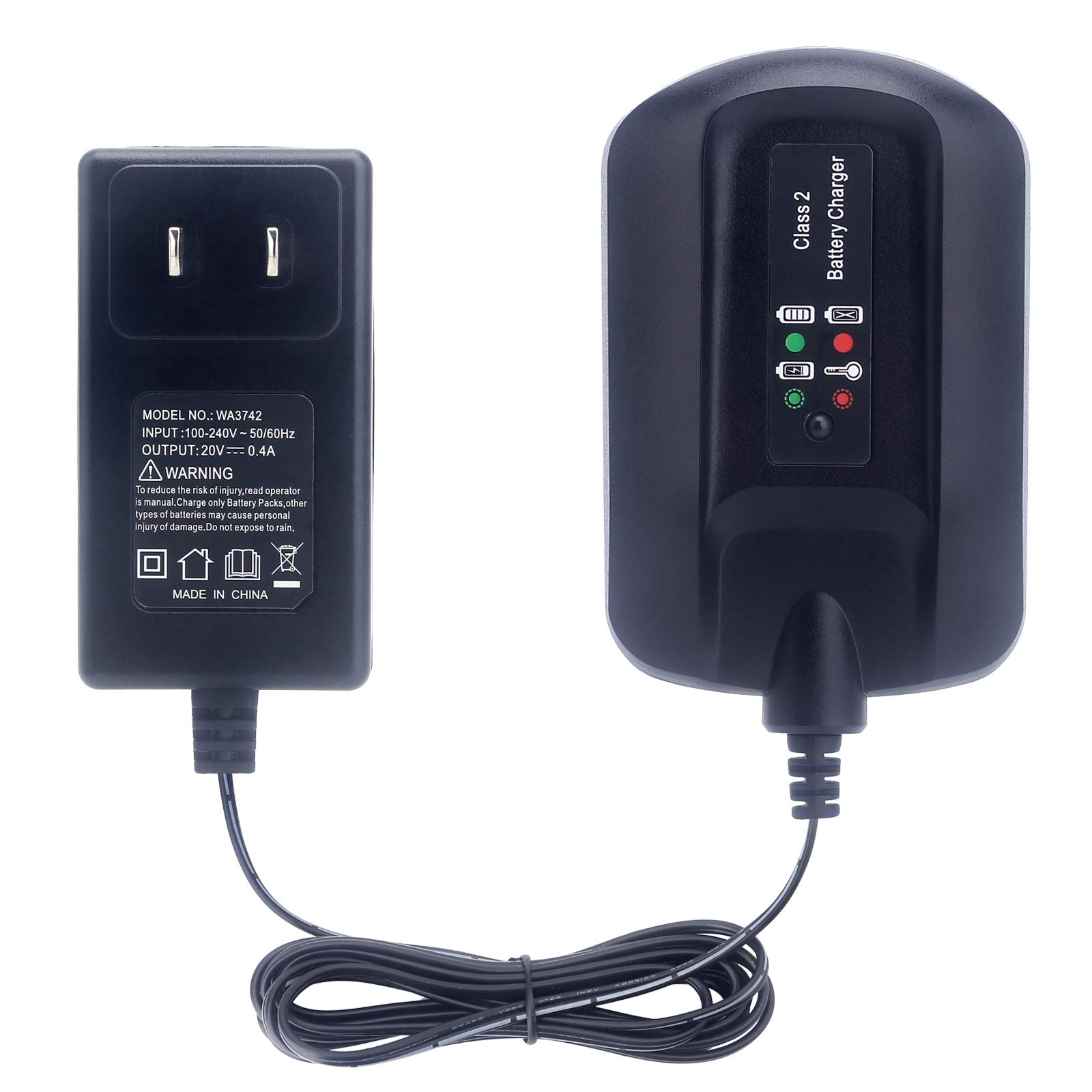 Yongcell WA3742 Charger Replacement for Worx WA3732 WA3875 Charger Compatible with Worx 18V 20V Lithium Power Share Battery WA3520 WA3525 WA3575 WA3578 WA3512.1