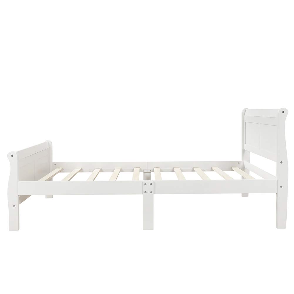 CJLMN Wood Bed Frame Twin Size Platform Bed with Headboard Footboard Wooden Slat Support Mattress Foundation Bedroom Furniture (White)